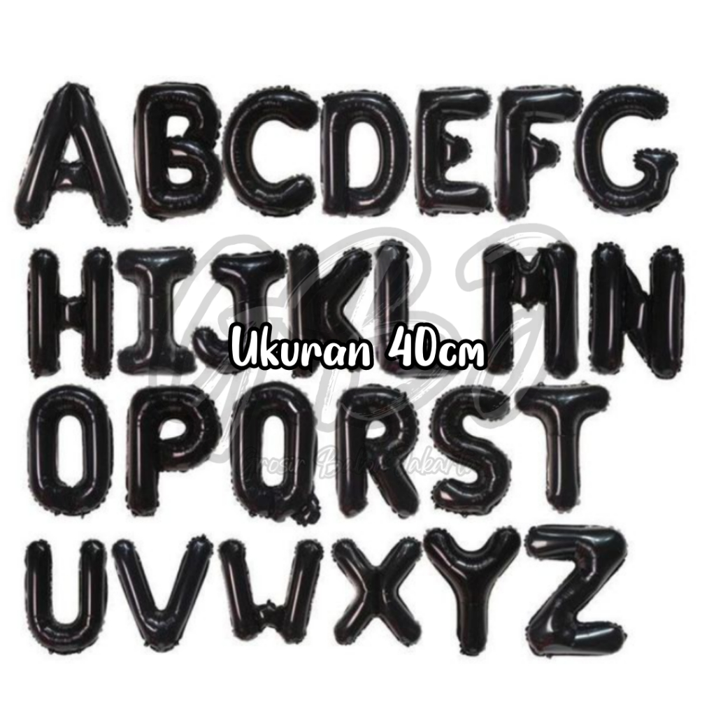 Jual (GROSIR) Balon Foil ANGKA DAN HURUF Hitam - 40cm (isi 50pcs ...