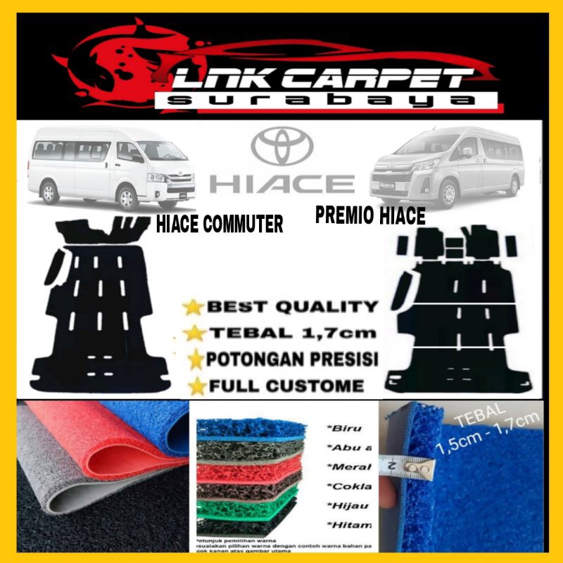 Jual KARPET MOBIL HIACE COMMUTER DAN HIACE PREMIO BAHAN 1 WARNA FULL ...