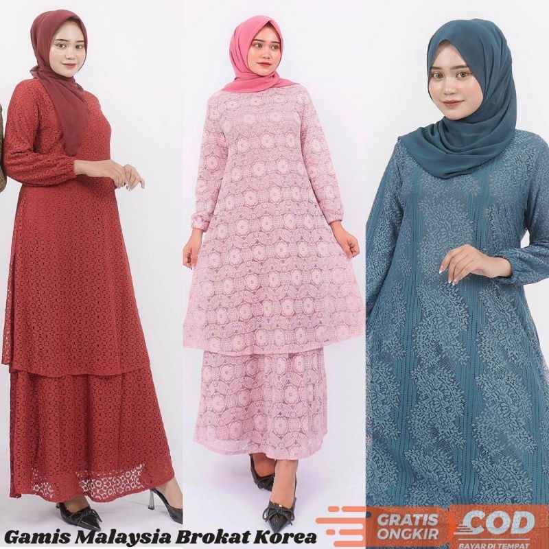 Jual GAMIS MALAYSIA BROKAT FULL PURING M L XXL GAMIS BROKAT TERBARU ...