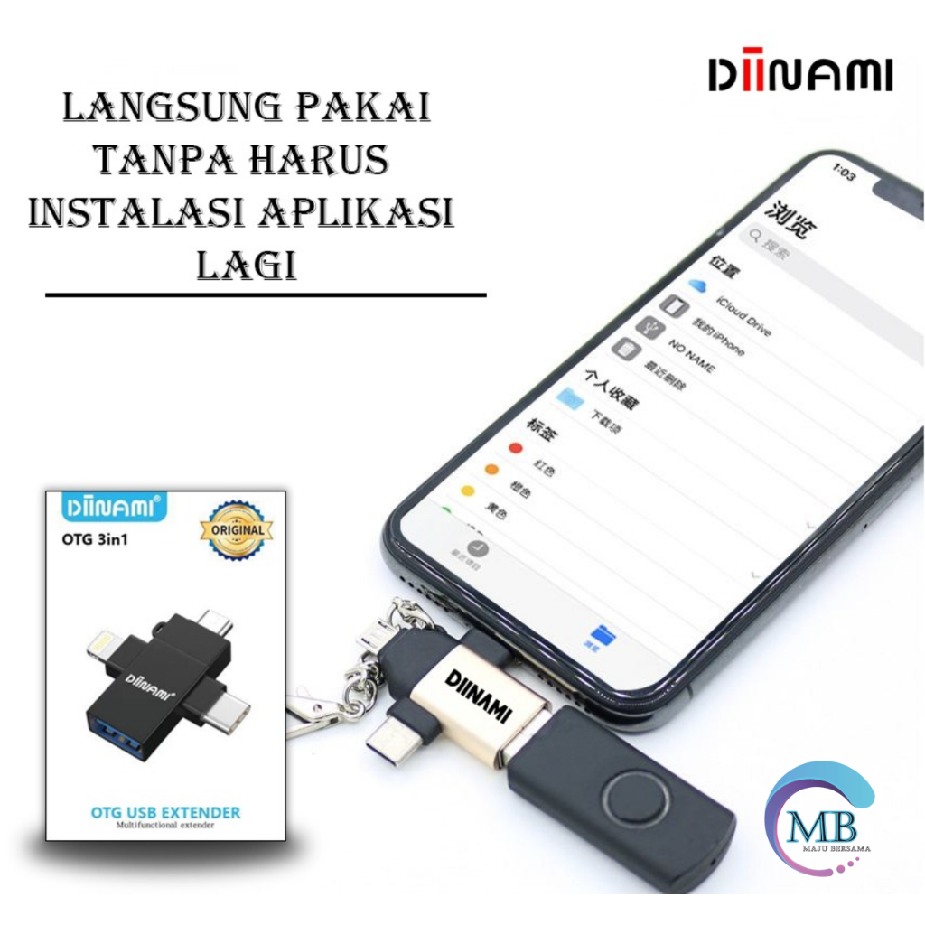 Jual DIINAMI OTG 3in1 Type-C Lightning Micro USB Type C Android iPad Multi Devices MB5016 ...