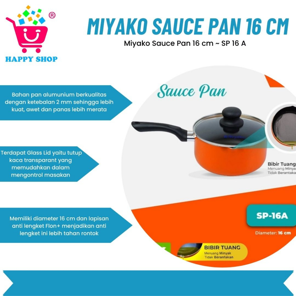 Jual Miyako Cookware Sauce Pan 16 cm ~ SP 16 A | Shopee Indonesia