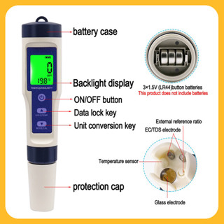 Jual Alat Tes Ph Ec Tds Salinitas Termometer 5 in 1 Pengukur Pengujian ...