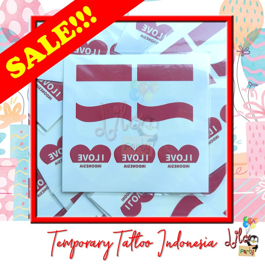 Jual Temporary Tattoo Sticker Merah Putih / Stiker Tato Bendera Merah ...