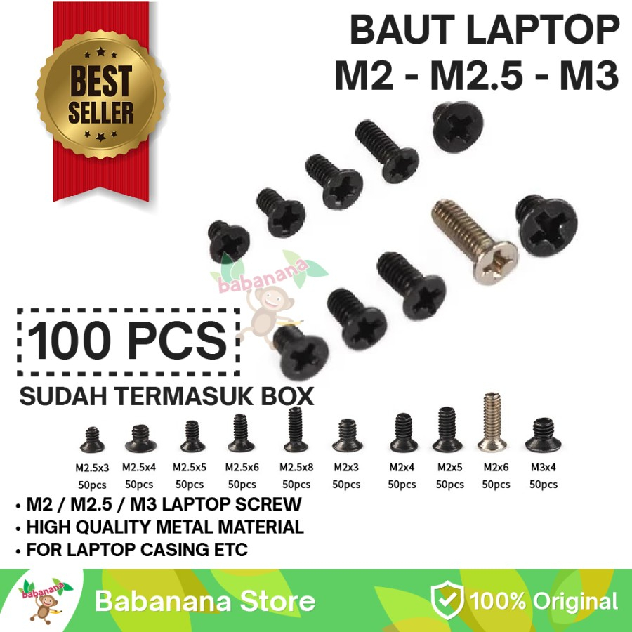 Jual Baut Laptop 100Pcs Screw Kit Set computer Paket Lengkap Casing Sekrup Skrup Komplit ...