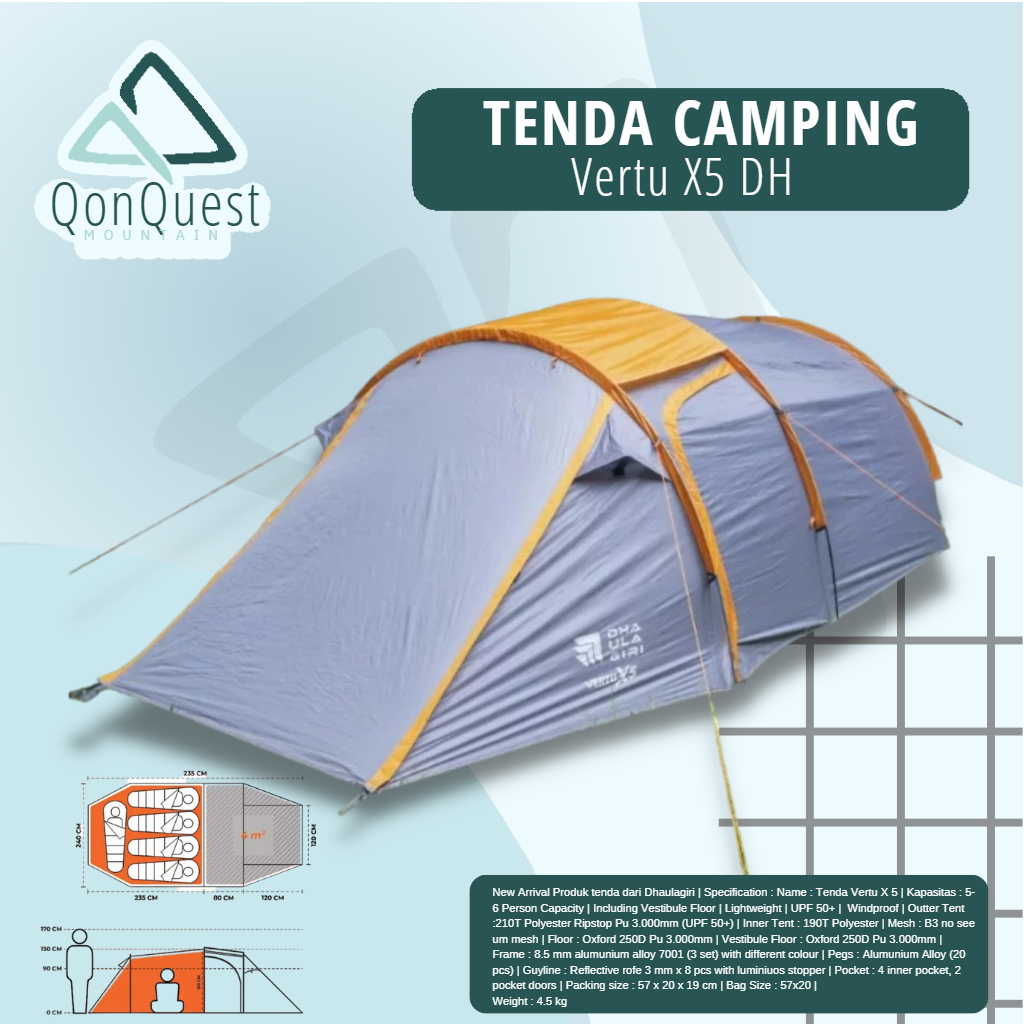 Jual Tenda camping vertu x5 dhaulagiri /tenda camping 6 orang/ tenda ...