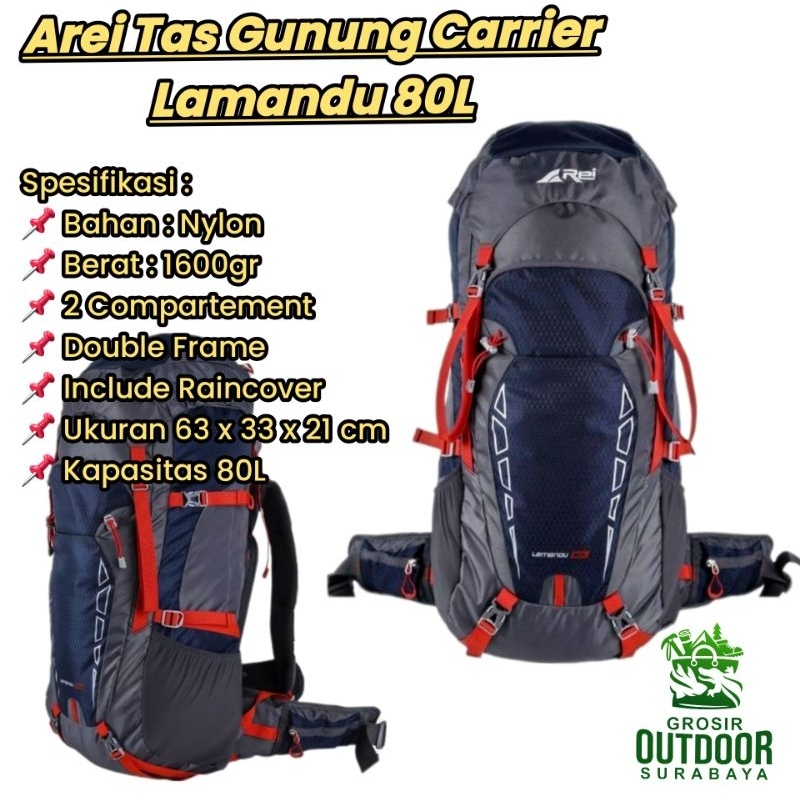 Jual Tas rei carrier Arei lamandu 80L + RC original /Tas rei carrier ...