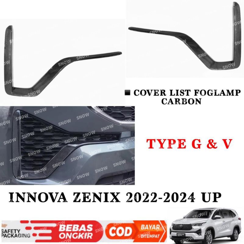 Jual List Fog Lamp Innova Zenix 2022 2023 2024 Up Foglamp Cover Carbon ...