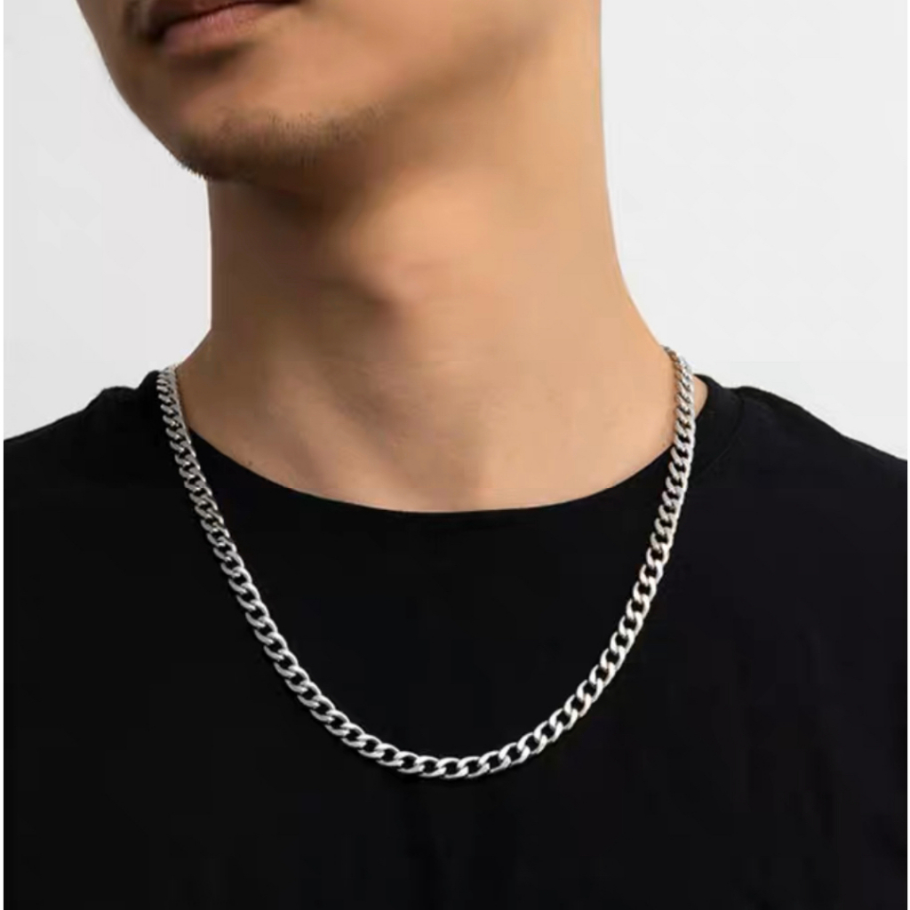 Jual KALUNG PRIA TITANIUM RANTAI BAJA STAINLESS SILVER MODEL PUNK ...