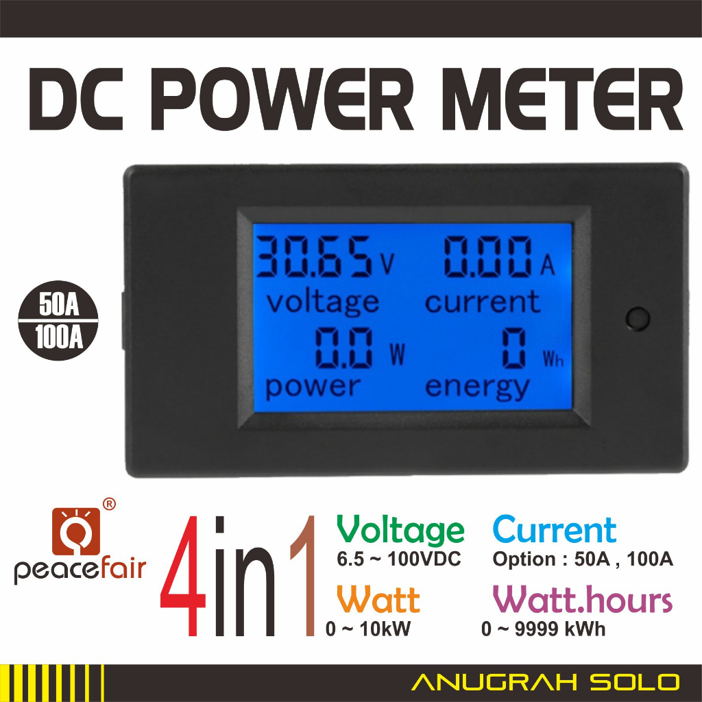 Jual DC 4in1 Meter Voltmeter Ampere Meter Watt Watt Hour Meter PZEM-051 ...