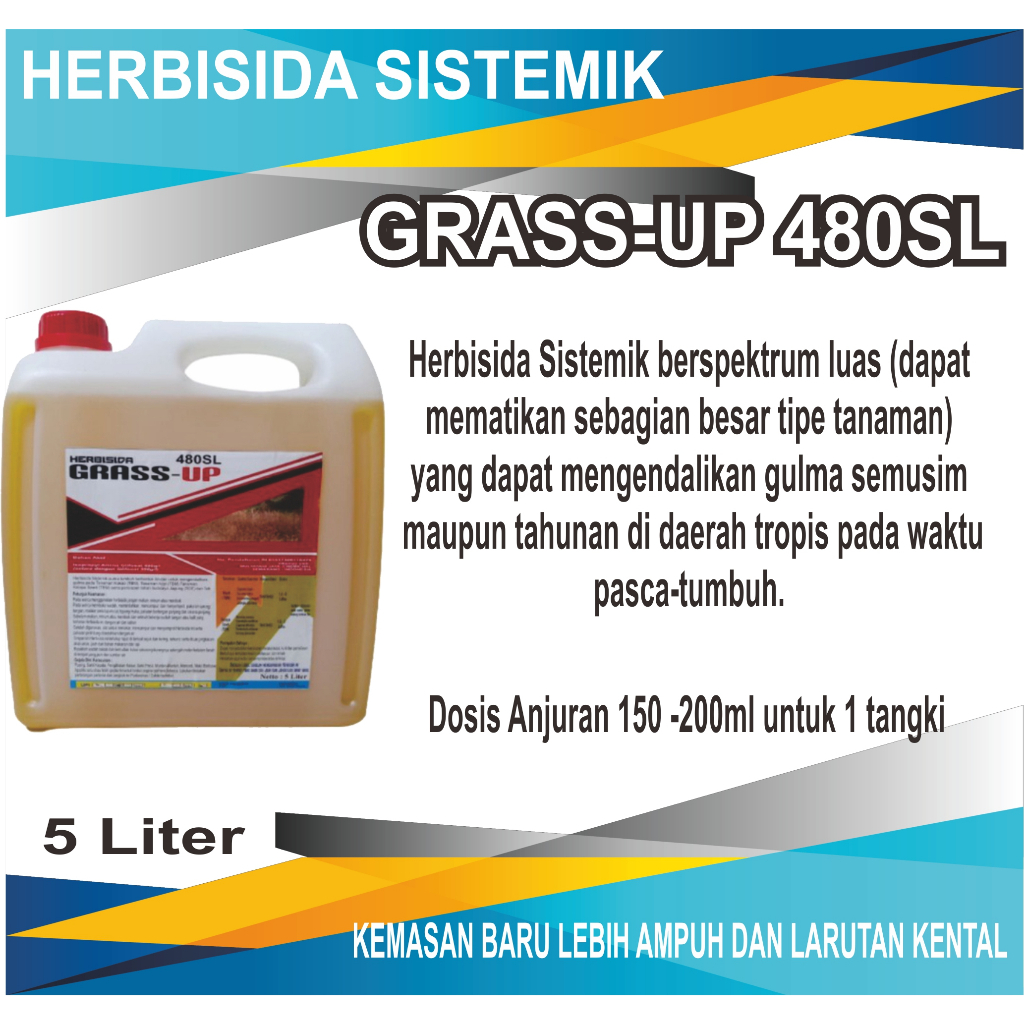 Jual Herbisida Glifosat GRASS-UP 480SL 5Liter Obat Racun Rumput ...