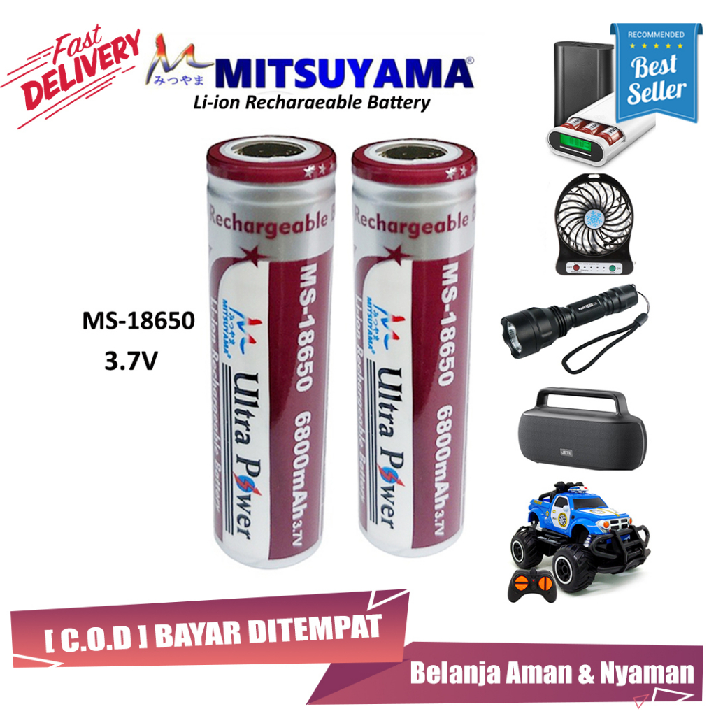 Jual Baterai Mitsuyama 18650 3.7V Battery Li-ion Rechargeable | Shopee ...
