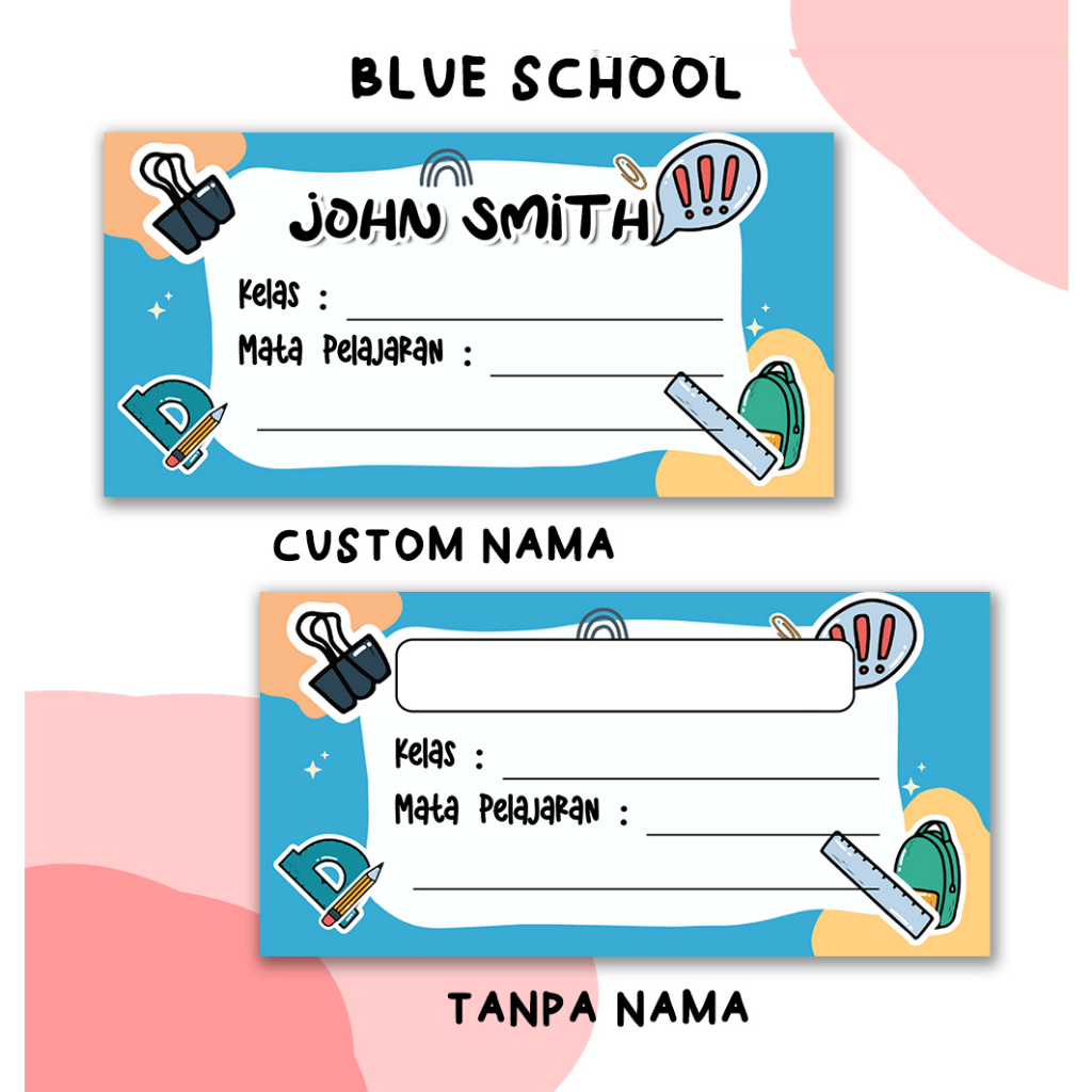 Jual Sticker Buku Pelajaran Custom Pakai Nama Aesthetic / Custom Book ...