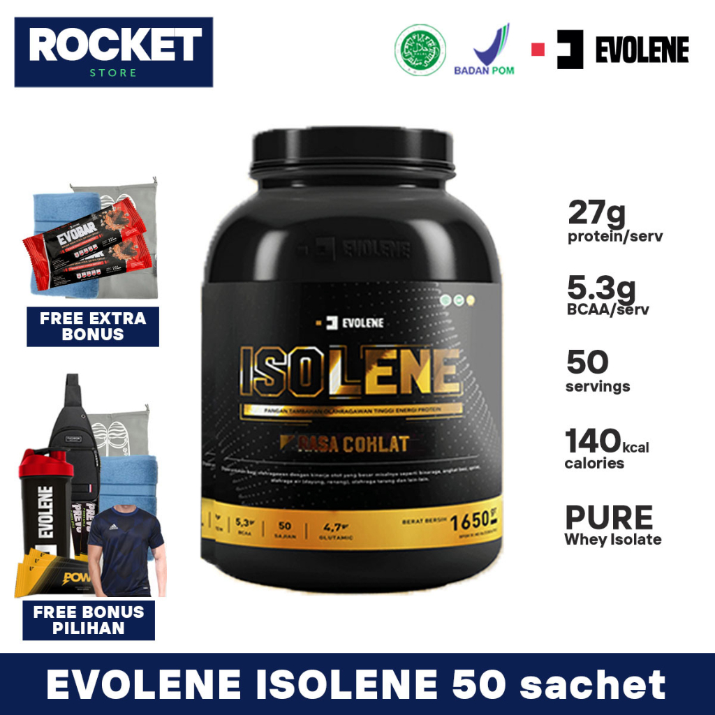 Jual EVOLENE Isolene 50 Sachet serving / 1650gr - Whey Protein Isolate ...