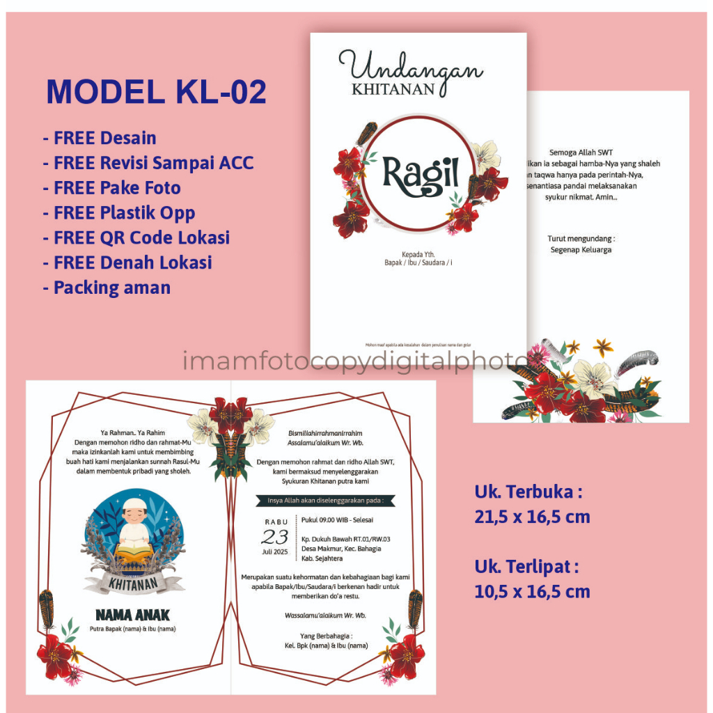 Jual UNDANGAN KHITANAN SUNATAN WALIMATUL KHITAN MODEL LIPAT FREE ...