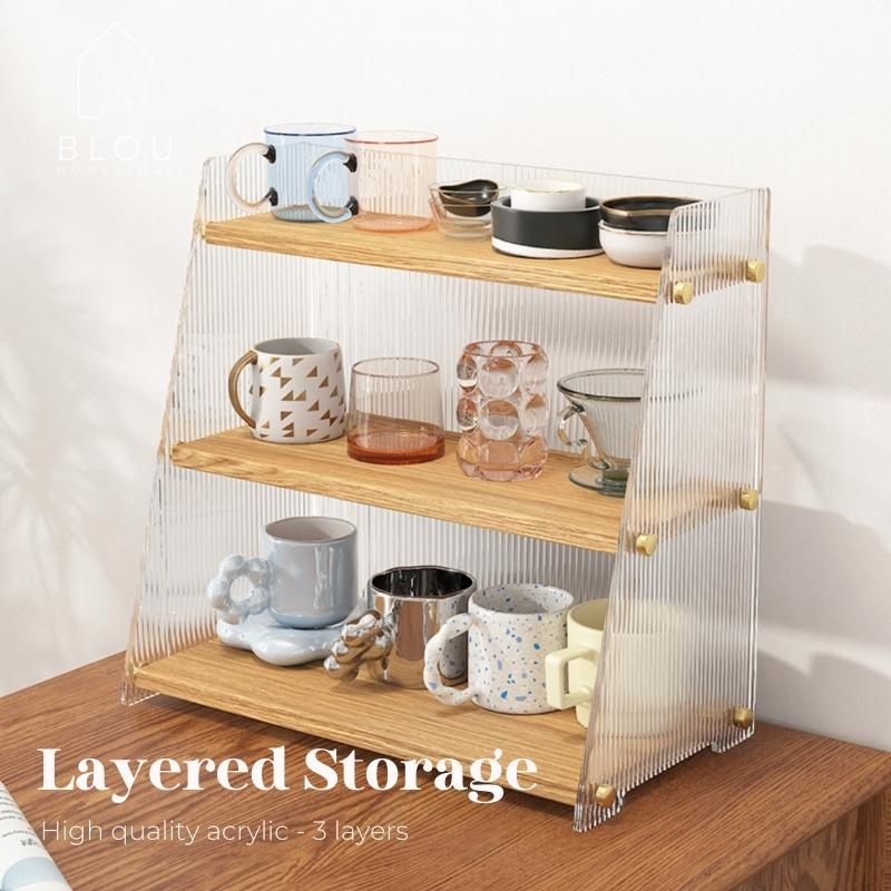 Jual Blou Rak Wooden Acrylic Serbaguna Rak Gelas Kosmetik Kamar Mandi ...