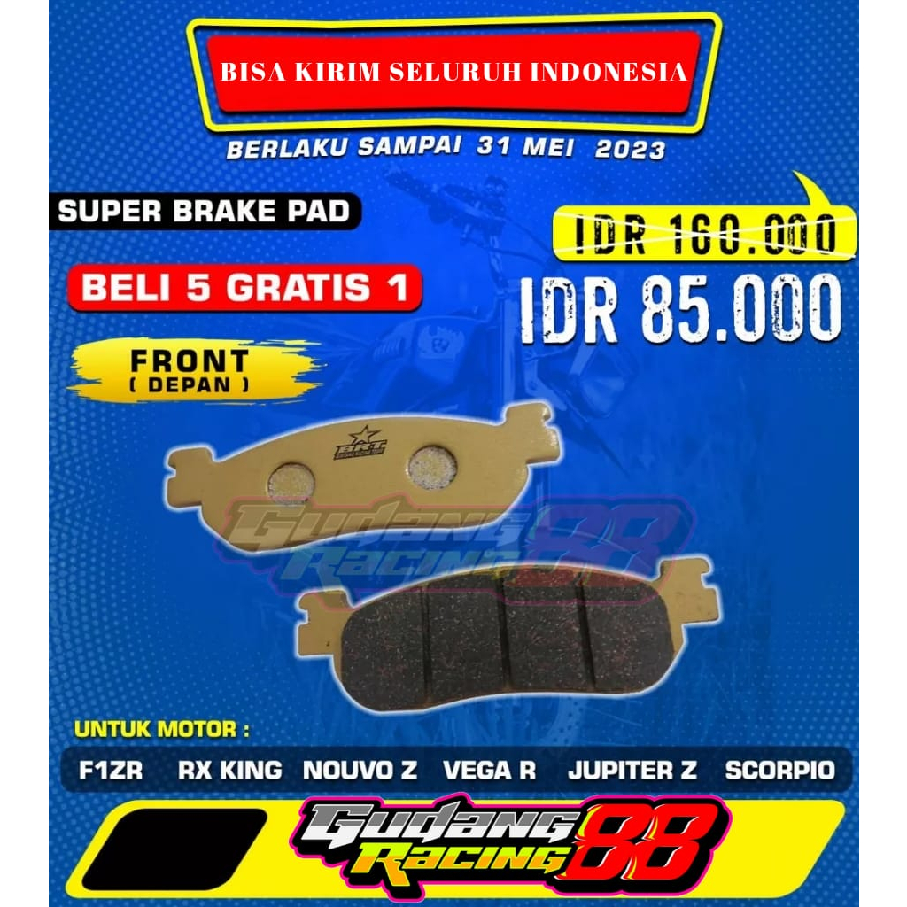 Jual KAMPAS REM DEPAN BRT SUPER BRAKE PAD BRT F1ZR - RX KING - NOUVO Z - VEGA R - JUPITER Z ...