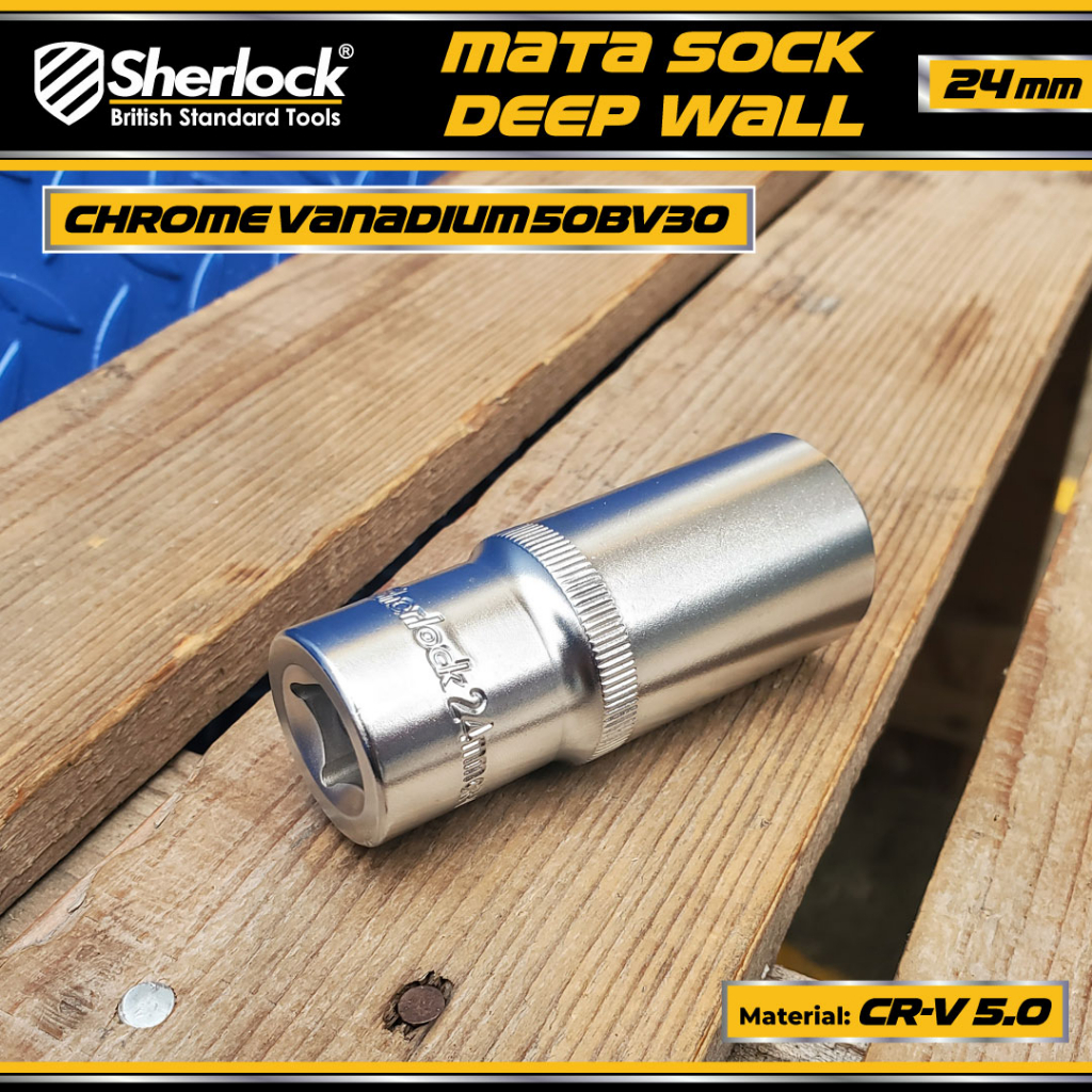 Jual Mata Sok Panjang 1/2" Drive 6 PT/ Deep Wall Socket Sherlock 24 mm ...