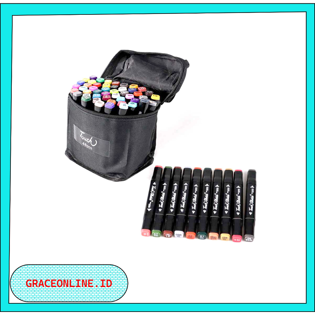 Jual Touch CY-006 Spidol Dual Side Fine Art Marker 48 Color - Touch Set ...