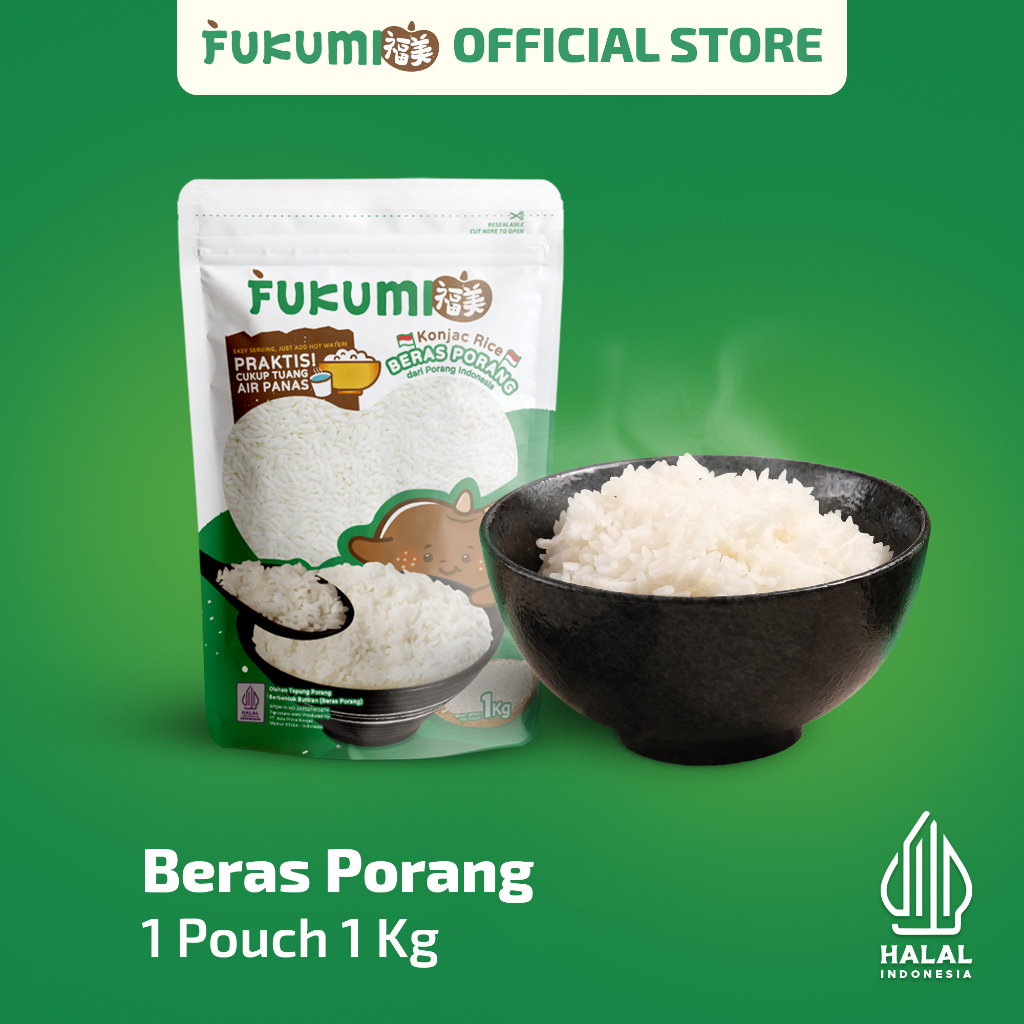 Jual FUKUMI Beras Porang Pouch 1 Kg - Shirataki / Konjac Rice | Shopee ...