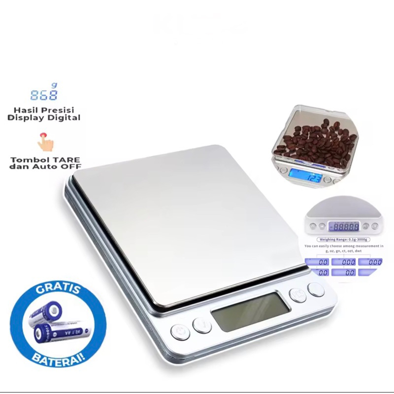 Jual i 2000 timbangan emas digital 0.1g - 2kg / timbangan kopi ...