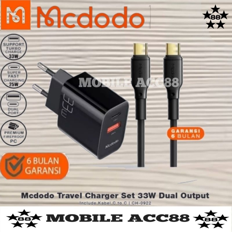 Jual Mcdodo Charger 33W USB+Type C Turbo Adapter Super Fast Charging CH-092 | Shopee Indonesia