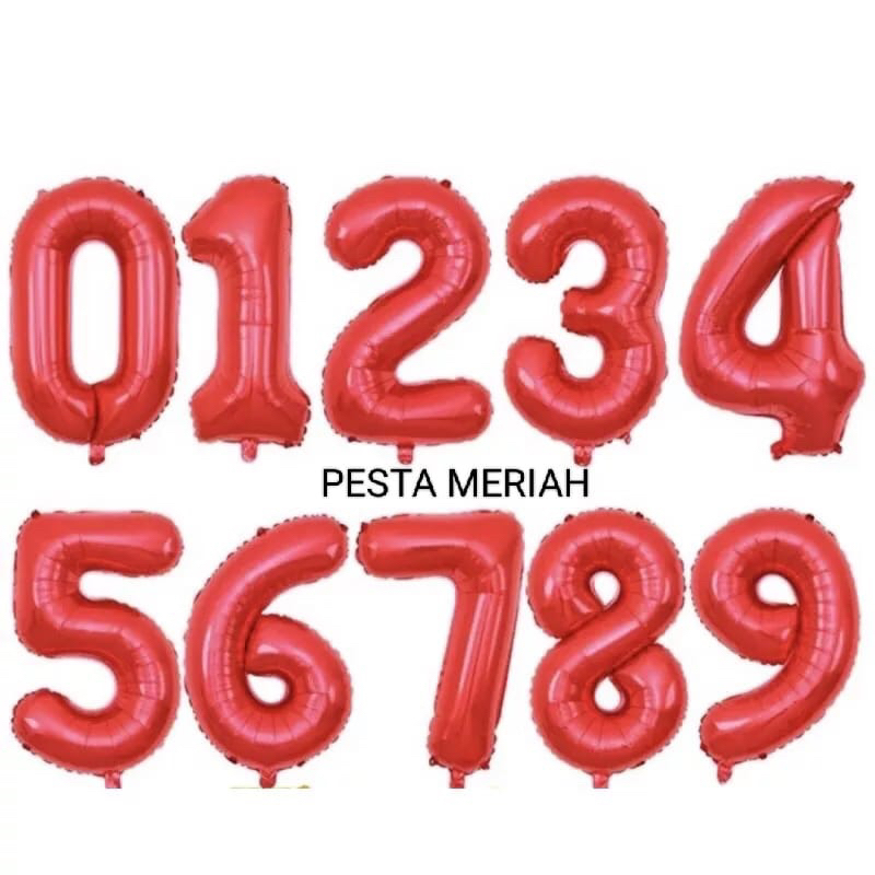 Jual BALON FOIL ANGKA 80 CM MERAH / BALON FOIL ANGKA JUMBO MERAH ...