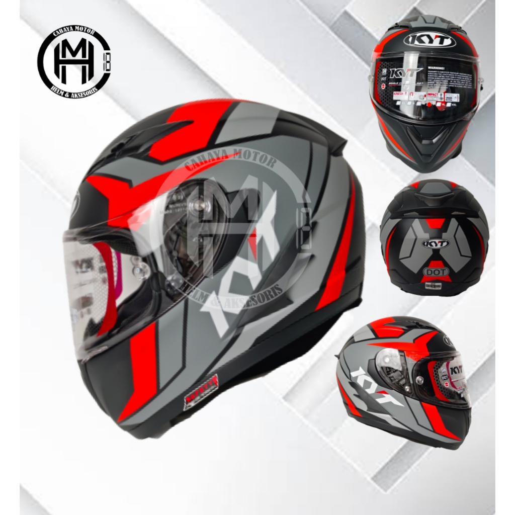Jual HELM KYT FALCON FR RAID MATT BLACK RED FLOU| FULL FACE 2 VISOR ...