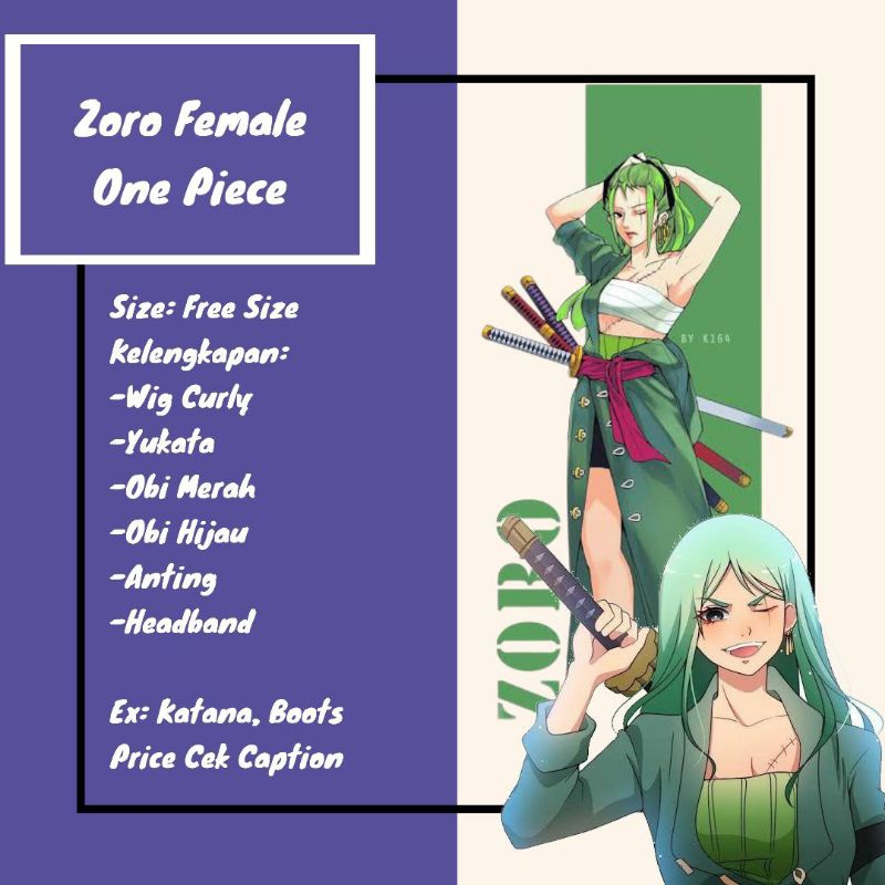 Jual Rental Costum Zoro Female Ver (One Piece) | Shopee Indonesia