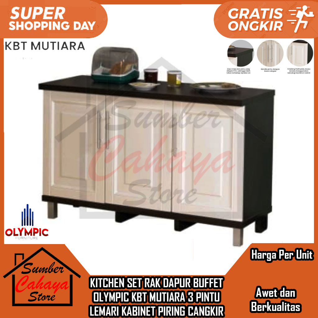 Jual [Instan] KITCHEN SET RAK DAPUR BUFFET OLYMPIC KBT MUTIARA 3 PINTU ...