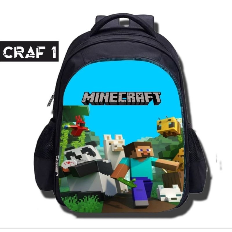 Jual TAS RANSEL SEKOLAH ANAK KARAKTER MINECRAFT FREE CETAK NAMA DAN ...