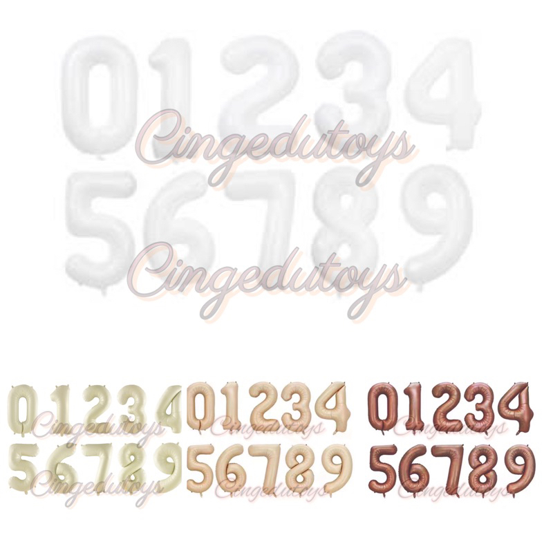 Jual Balon Angka Jumbo 80 cm PUTIH / White coffee apricot / caramel ...
