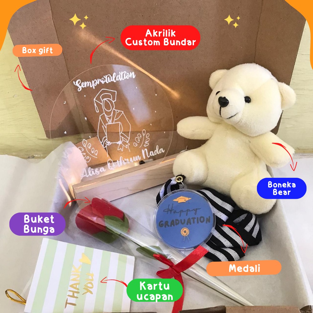 Jual Kado Hadiah Hampers Wisuda Akrilik Custom Graduation Birthday ...