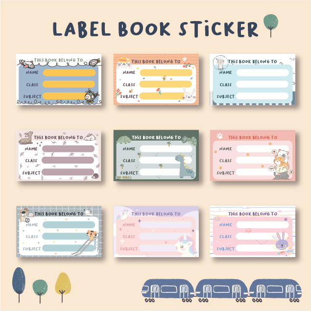 Jual Aesthetic Book Label Sticker Stiker label Nama Buku Pelajaran ...