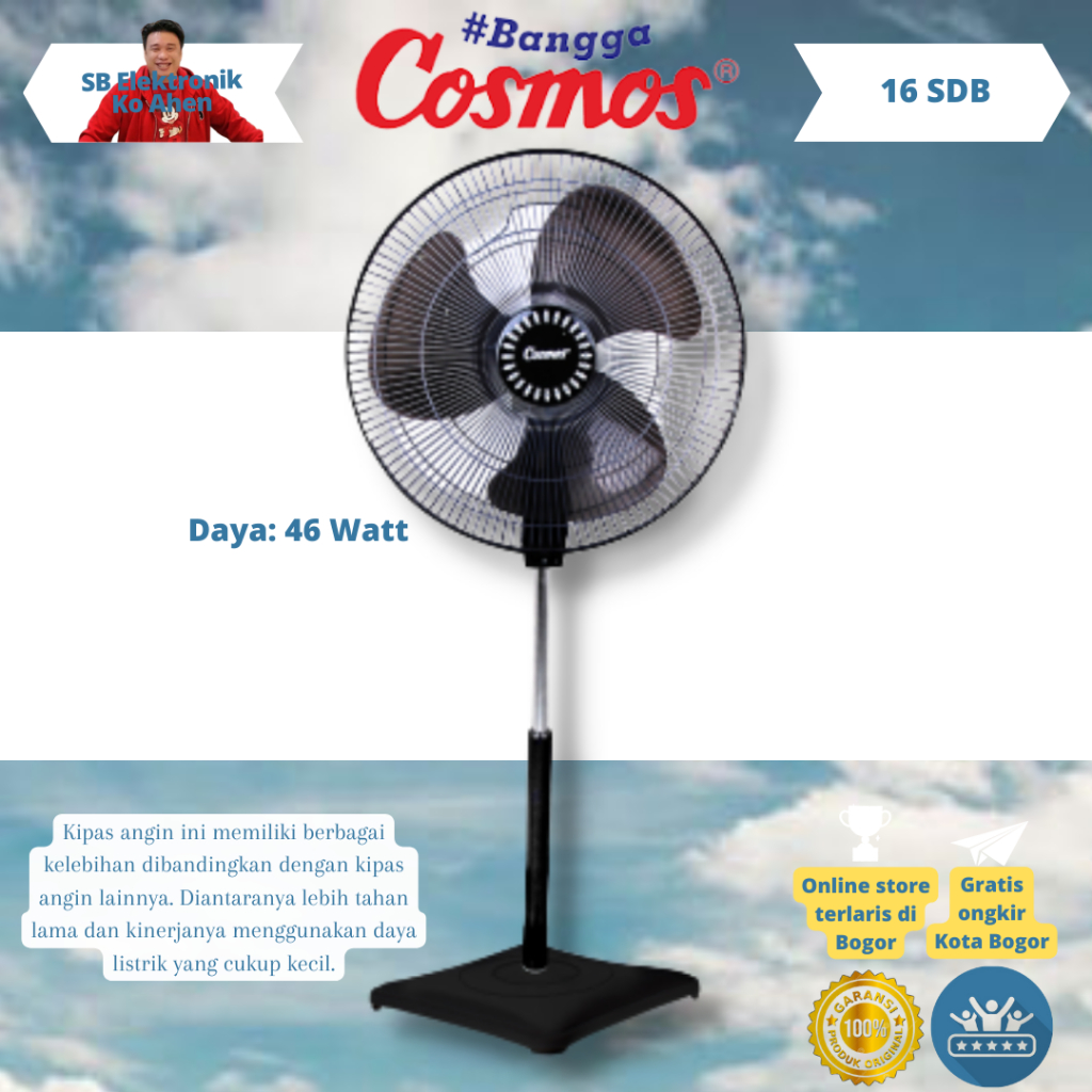 Jual Kipas Angin Berdiri Stand Fan Cosmos 16 Inch 16-SDB 16SDB Warna ...