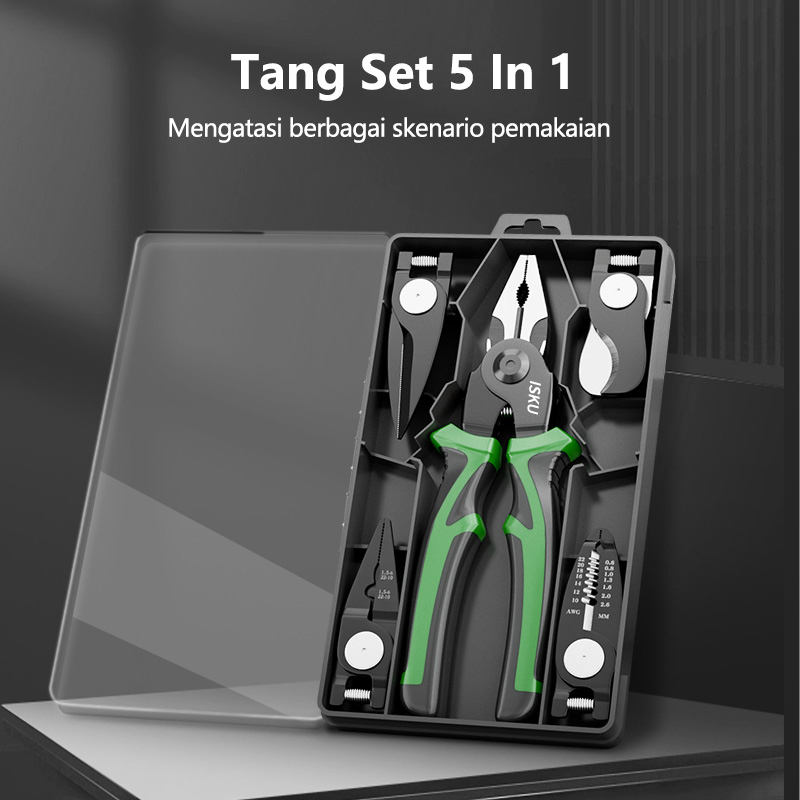 Jual ISKU Tang 5 in 1 Tang Kawat Tang Jepit Tang Lancip Tang Potong ...