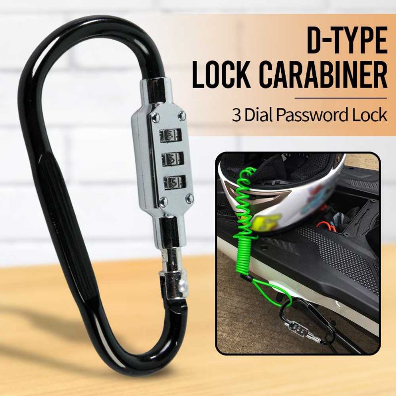 Jual CJSJ Aluminum Alloy D-type Lock Carabiner 3 Dial Password Lock ...