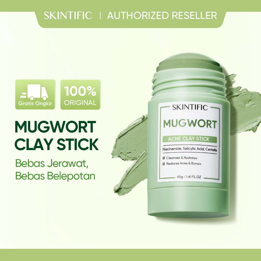 Jual SKINTIFIC Mugwort Anti Pores & Acne Clay Stick 40g Facial Mask ...