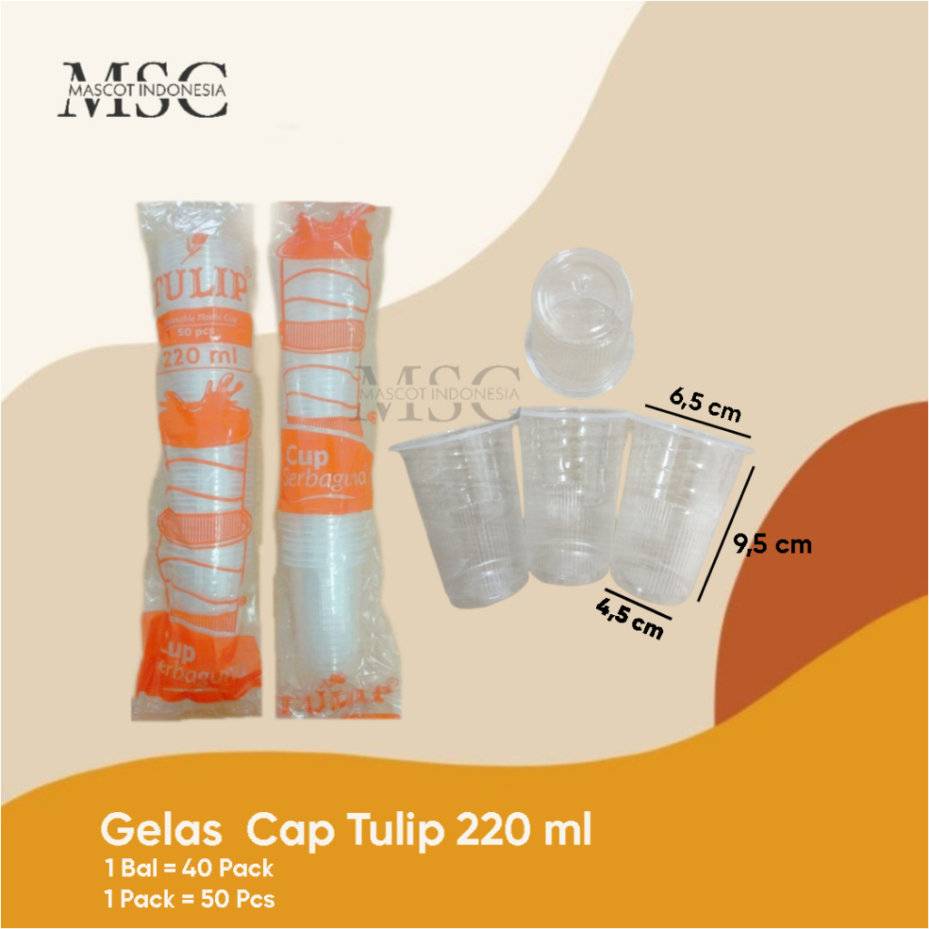Jual Gelas Cup Plastik Ukuran 200 ml Cap Tulip | Shopee Indonesia