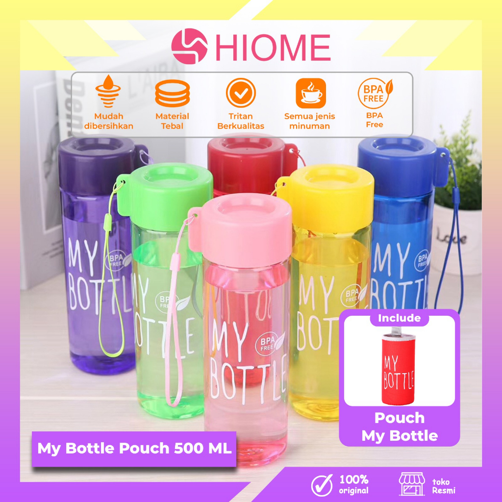 Jual HIOME My Bottle With FREE POUCH / My Bottle Transparant Warna ...