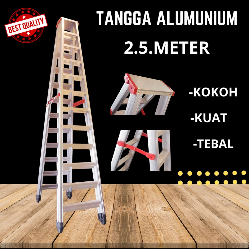 Jual TANGGA / 2.5 METER / TANGGA LIPAT / TANGGA ALUMINIUM ORIGINAL 2.5M / TANGGA ANTI KARAT ...