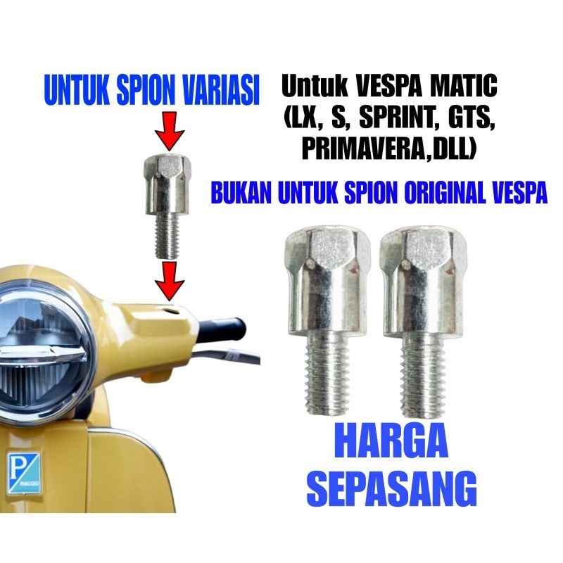 Jual Baut sambungan spion vespa lx gts sprint primavera 125 150 v2 v3 iget adaptor | Shopee ...
