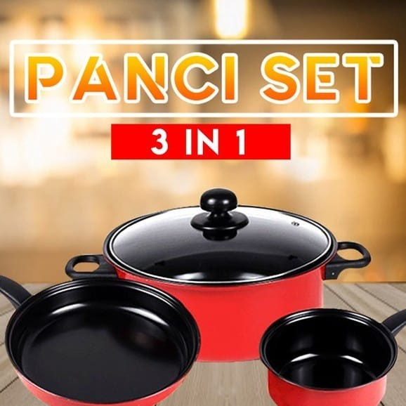 Jual Panci Set 3in1 Panci Teflon Wajan 3 in 1 Panci Anti Lengket Terlaris | Shopee Indonesia