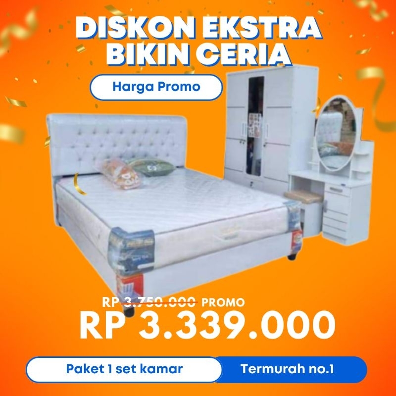 Jual Paket Satu Set Kamar Furnitur Lemari Pakaian Meja Rias Springbed ...
