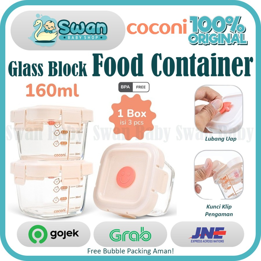 Jual Coconi Baby Food Glass Container 3 Pcs x 160ml / Wadah Mpasi Bayi ...