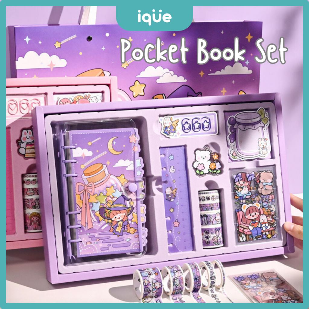 Jual IQUE Cute Diary Journal Set Korea Style Cute Stickers Set Buku ...