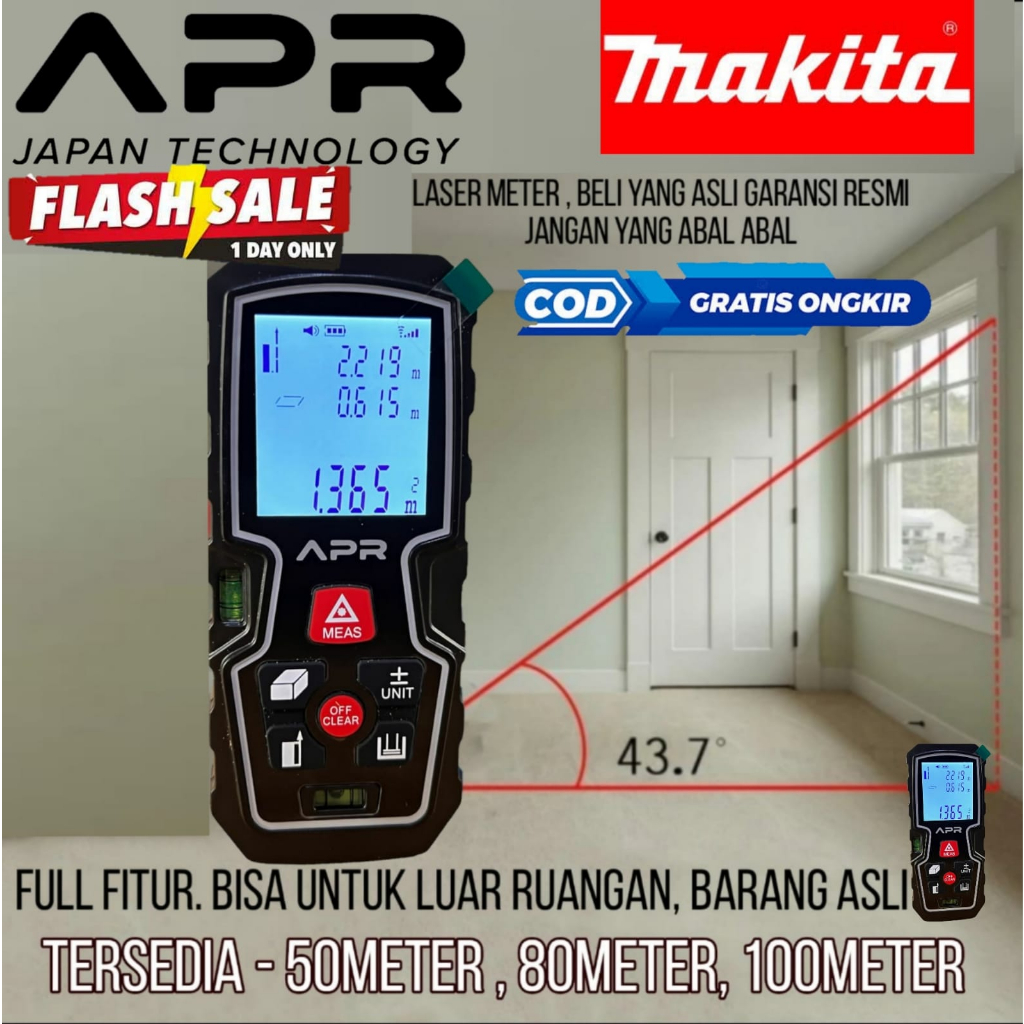 Jual APR LASER METER DISTANCE METERAN ALAT UKUR JARAK DIGITAL 50M 80M ...