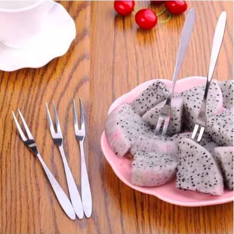 Jual Garpu buah kue Cake stainless steel kecil /Tusukan alat makanan ...