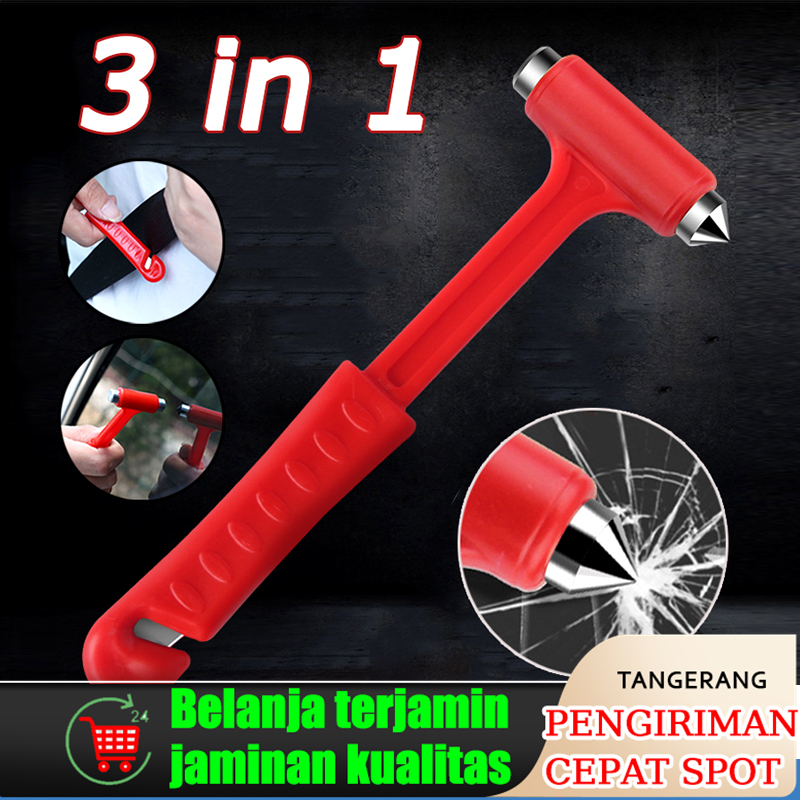 Jual Car Safety Hammer Alat Bantu Darurat Mobil (Palu + Pisau + Pemecah ...