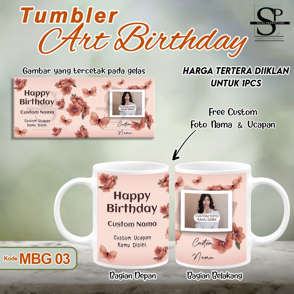 Jual Gelas Mug Happy Birthday Custom Foto Custom Nama Custom Ucapan ...