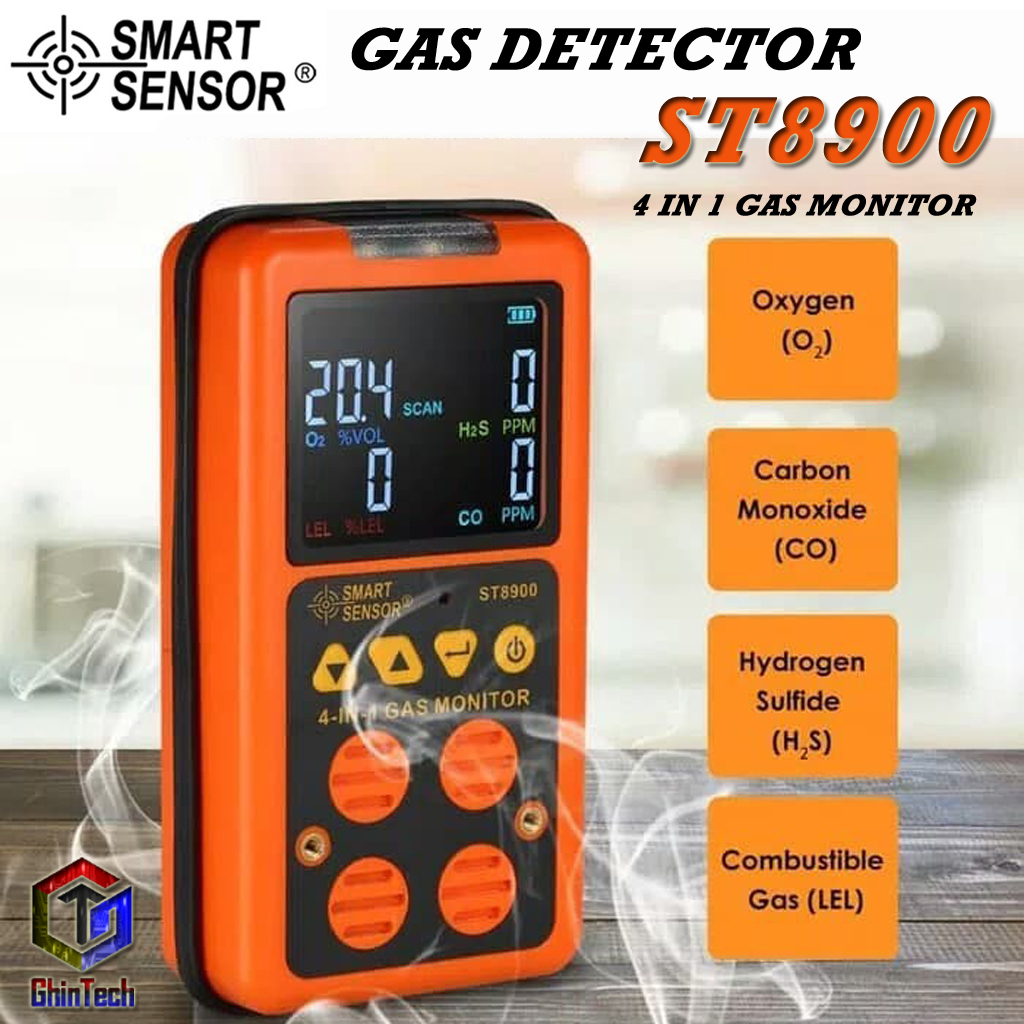 Jual Smart Sensor ST8900 ST8904 4 in 1 Detector Udara ST 8900 8904 Gas Monitor ST-8900 H2S O2 CO ...